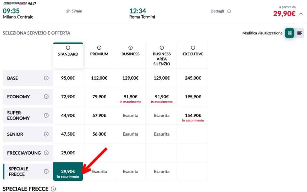 Codice sconto Trenitalia: viaggia sulle Frecce con sconto del 20%